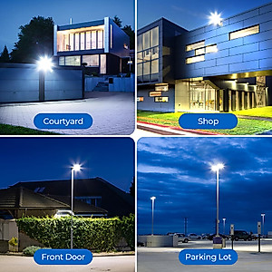 CINOTON Outdoor Solar Landscape Pathway Lights with 3 Lighting Modes and 240W/200W/150W LED Parking Lot Light Outdoor 36000LM, 100-277V Dusk to Dawn IP65 Waterproof Commercial Street Light