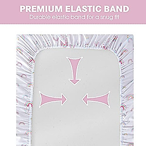 Plushii Crib Sheets for Baby Girls 3 Pack, 28"x 52" Extra Soft Microfiber Crib Sheet Set for Baby Crib Mattress Sheet & Toddler Mattress Pad, Rainbow & Elephant & Stars