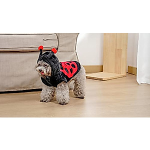 Mogoko Ladybug Dog Costumes, Pet Halloween Cosplay Hoodies, Adorable Ladybird Cat Costume,Animal Fleece Hoodie Warm Outfits Clothes