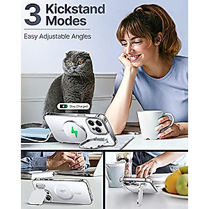 Silverback for iPhone 13 Pro Max Case with Stand, MagSafe-Compatible Case with Built-in Camera Cover,Magnetic Phone Case Shockproof DustProof Cover for iPhone 13 Pro Max 6.7 inch- Clear