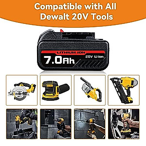 FERRYBOAT 2Pack 7.0Ah DCB206 Replacement for Dewalt 20V Battery DCB200 DCB201 DCB203 DCB204 DCB207 DCD/DCF/DCG Series Tools