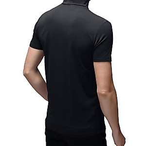 Men's T Shirt Short Sleeve Basic Mock Turtleneck Slim Fit Undershirt Pullover Thermal Solid Tops Black