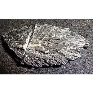 ( Sublime Gifts ) Raw Black Kyanite fan blade Rough Natural Crystal Healing Gemstone Wrapped Pendant with Soft Cord 22" Necklace