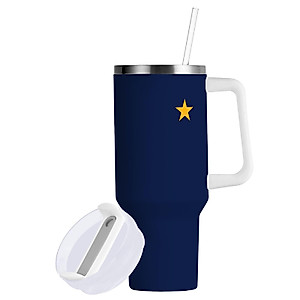 ODAWA 40oz Travel Insulated Tumblers with Handle and Straw, Alaska Flag Leak Proof Tumbler Steel Insulated Tumbler