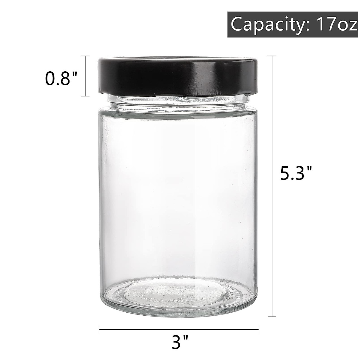 Dicunoy 12 Pack Glass Candle Jars with Lids, 17 oz Large Candle Containers for Candle Making, Thick Cylinder Empty Votive Candle Holders, Mason Storage Containers for Dry Food, Powder