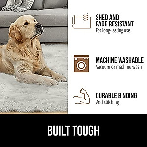 Gorilla Grip Fluffy Faux Fur Rug, 5x7, Machine Washable Soft Furry Area Rugs, Rubber Backing, Plush Floor Carpets for Baby Nursery, Bedroom, Living Room Shag Carpet, Luxury Home Decor, Ivory