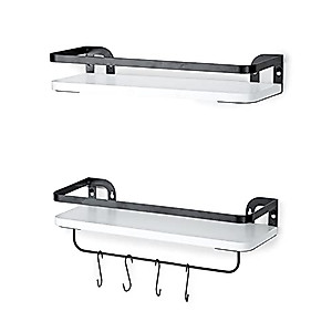 NOBLE DUCK Floating Shelves for Bathroom, Wall Mounted Storage Hanging Shelf for Kitchen, Home Decor(Set of 2)