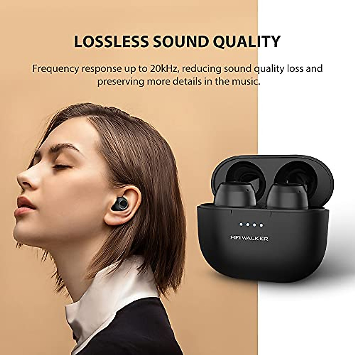 HIFI WALKER Wireless Earbuds, T10 Bluetooth Earbuds with Microphone and Touch Control, HiFi Stereo Sound Earphones in Ear, Black