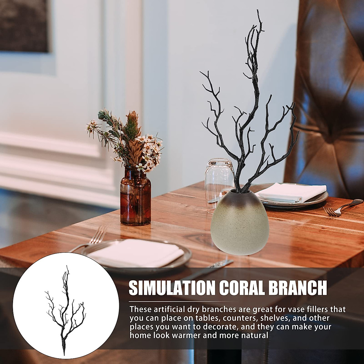 ABOOFAN 3pcs Branch Manzanita Branches Fake Dried Tree Branches Simulation Coral Plant Twigs DIY Antler Headdress Craft Halloween Party Home Decoration