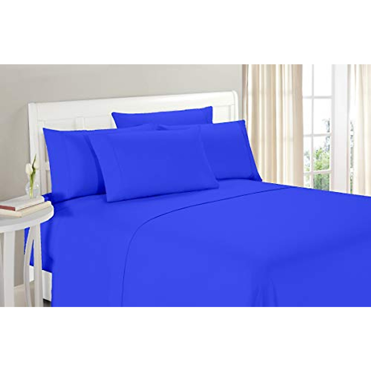 JC BEDDING HOUSE Made with Premium Quality Indian Cotton, 4PC Sheet Sets, 1000 Thread Count, Full Size (54"X75") with 15" INCH DEEP Pocket, Sateen Weave, Ultra Soft, Royal Blue, Solid Pattern