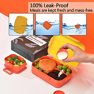 Homestockplus 1200ML Kids/Adults Lunch Bento Box, Wheat Fiber 5 Compartment Lunch Box With Utensil Set, BPA-Free Microwave Safe To-go Food Container Lightweight and Easy Open For School, Daily, Work