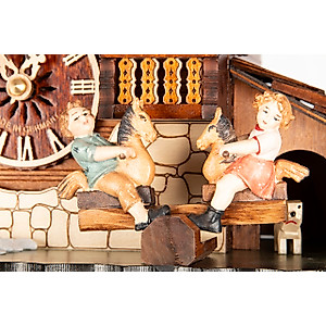 Cuckoo-Palace Large German Cuckoo Clock - The Seesaw Mill Chalet with Quartz Movement with Moving Seesaw - Black Forest Clock