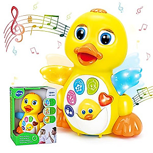 HOLA Toys for 1 + Year Old Girl Boy Dancing Walking Yellow Duck, 9 6 Month Old Baby Toys 6 to 12 Months, Crawling Learning Light Up Musical Toys for 1 Year Old Girl Birthday Gift Toddler Toys Age 1-2