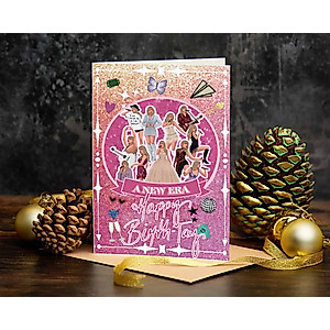 Byqone Funny Birthday Card Styles for Fans- Singer Happy Birthtay Foldable Bling Style - Great Sweet Birthday Gifts for Women Girls Her Him Men for Fans - Includes 5x7 Card with Envelope