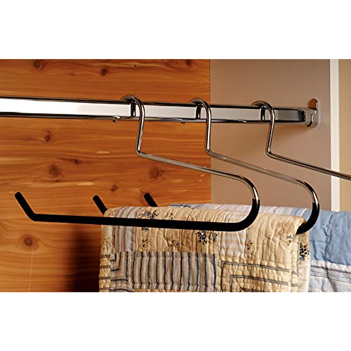 Oversized Chrome Quilt Hanger with Black Nonslip Vinyl Coating in 22" Length X 3/8" Thick, Box of 10