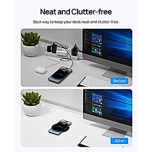 KPON Invisible Wireless Charger - 40MM(1.57") Under Desk Wireless Phone Charger - Hidden Charging Station for iPhone 14/13/12/Wireless Phones(Adapter Included)