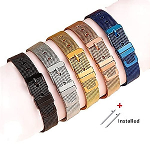 milanese Quick Release Watch Band Stainless Steel Mesh Watch Strap Watchband Replacement Bracelet Pin Buckle Design for Smart Watches 10 12 14 16 18 20 22mm ( Color : Gold , Size : 10MM )