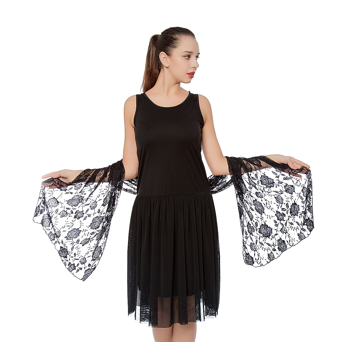 Gzcvba Women’s Soft Rose Lace Shawls and Wraps for Formal Evening Party Dress,Bride Bridesmaid Shawl for wedding (Black)