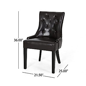 Christopher Knight Home Georgia Contemporary Tufted Bonded Leather Dining Chairs (Set of 4), Brown, Espresso