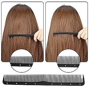 6 Pieces Carbon Fine Cutting Comb Carbon Fiber Salon Hairdressing Comb Hairdressing Comb Heat Resistant Barber Comb (6 Pieces, Black)