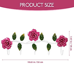 LOGOFUN Metal Wall Hooks Rose Flower Coat Hooks Rustic Style Hanging Hook for Bathroom Room Decorations (Rose)