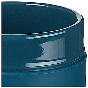 Corelle Stoneware 4-Pc Tumbler Set of 2 with Lids, Handcrafted Artisanal Travel Mug, Solid Glaze Stoneware, 13-1/2-Oz Travel Coffee Mug Set, Navy