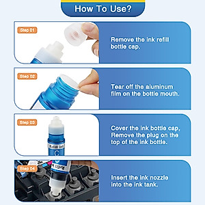 Topcolor Compatible Dye Ink Replacement for Canon GI-20 GI20 Ink Bottles Refills Kit for Canon PIXMA G6020 G5020 G7020 MegaTank Printers, 170mL Black Ink Refill, 70mL Cyan Magenta Yellow, 4 Packs