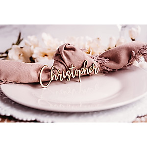 Customized Wooden Name Tags for Place Setting, Personalized Place Cards for Weddings, Bridal Showers and Events, Cursive Laser Cut Seating Cards