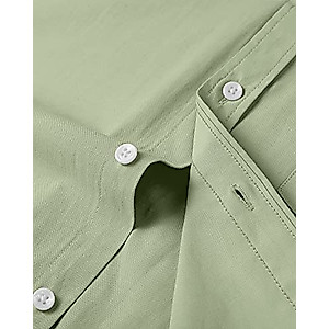 Alimens & Gentle Men's Short Sleeve Oxford Shirt Button Down Collar Regular Fit Short Sleeve Casual Shirts with Pocket Light Green