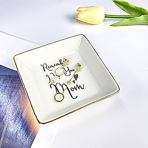 KLYJI Mom Gifts for Mom Mothers Day Gifts Birthday Gifts for Mom from Daughter Valentines Day Christmas Gift Thanksgiving -Remember I Love You Mom Jewelry Dish Ring Trinket Tray
