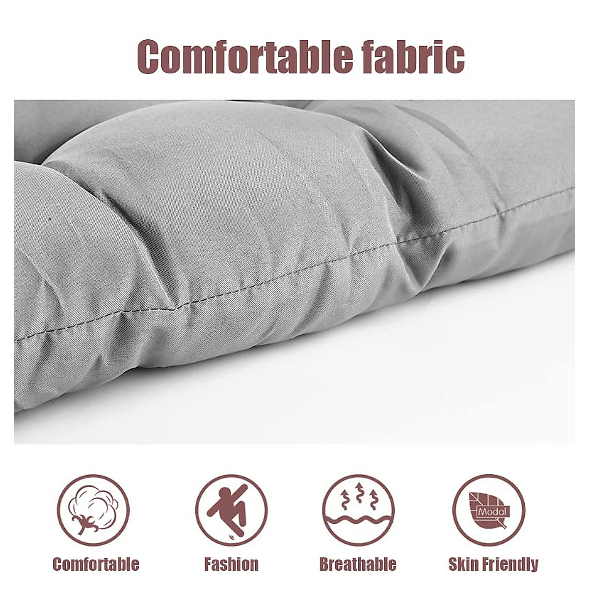 Srutirbo Rocking Chair Cushion Pad,Water Resistant Patio Chair Cushion for Adirondack Chair High Back Indoor Outdoor Soft Thickened Patio Chaise Lounger Cushion Overstuffed Patio Chair Cushion (Gray)