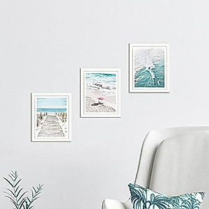 Bathroom Beach Framed Wall Art: 3 Piece Coastal Nautical Surfing Painting Bedroom Relax Picture Seascape Modern Artwork Large Ocean Nature Photo Sea Scenery Print for Living Room Office