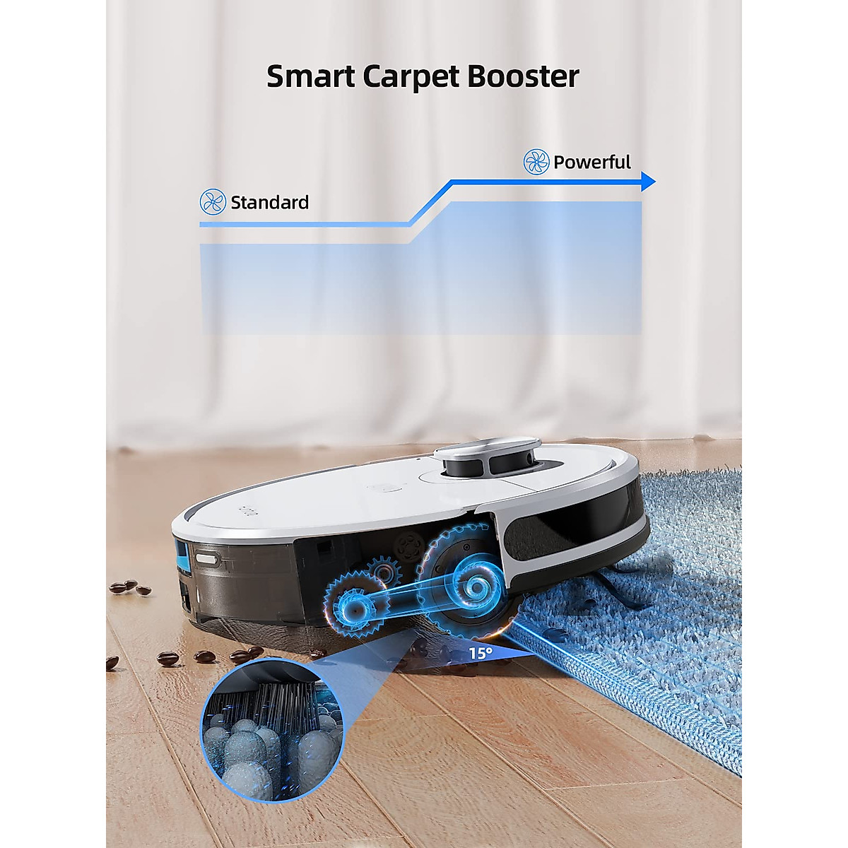 HONITURE Robot Vacuum and Mop Combo, Self Emptying Robotic Vacuum with Lidar Navigation, Smart App Mapping, 3500Pa Suction, Ideal for Pet Hair Carpet Hard Floor,Q6 SE
