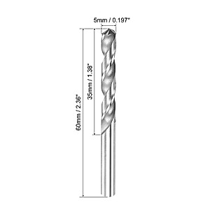 uxcell Carbide Twist Drill Bits 5mm, Metric Spiral Flutes Straight Shank Tungsten Steel Drilling Tool for Stainless Steel Alloy Metal