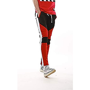 SCREENSHOTBRAND-P41901 Mens Activewear Premium Slim Fit Track Pants - Athletic Jogger Color Block Cut & Sew Sportswear Bottoms-Black-Medium