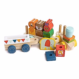KIDS PREFERRED World of Eric Carle The Very Hungry Caterpillar Wooden Train Set, 12 Pieces
