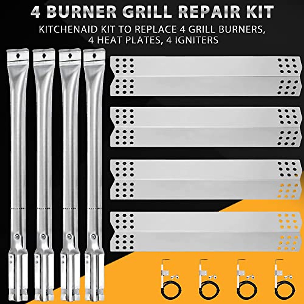 Replacement Parts for Kitchenaid 720-0745B 720-0745 720-0733A 720-0745A 720-0733 Grill Parts for Jennair Grill Parts 720-0720, Replacement 720-0745B Grill Burner Heat Plate Shield Igniter Electrode