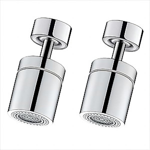 Xanadian Kitchen faucet aerator, 360° rotating and swivelling kitchen faucet aerator, dual function 2 stream faucet head, big angle sink faucet attachment（2 pack)
