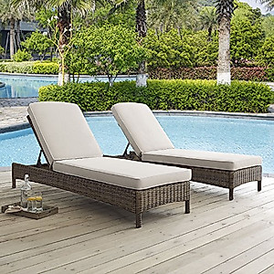 Crosley Furniture KO70070WB-SA Bradenton Outdoor Wicker Chaise Lounge with Sand Cushions