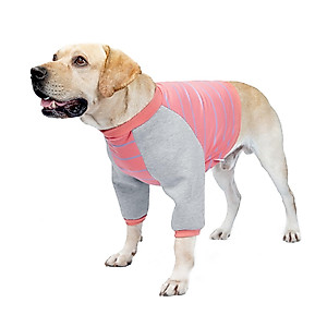 HDKUW Dog Elbow Protector Shirt, Dog Leg Recovery Suit for Prevent Licking Wound, Dog Shirt with Mesh Pad for Small Medium Large Dogs Pink XL