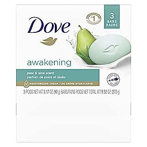 Dove Beauty Bar Gentle Skin Cleanser Moisturizing For Gentle Soft Skin Care Awakening More Moisturizing Than Bar Soap 3.17oz 3 Bars (Pack of 2)