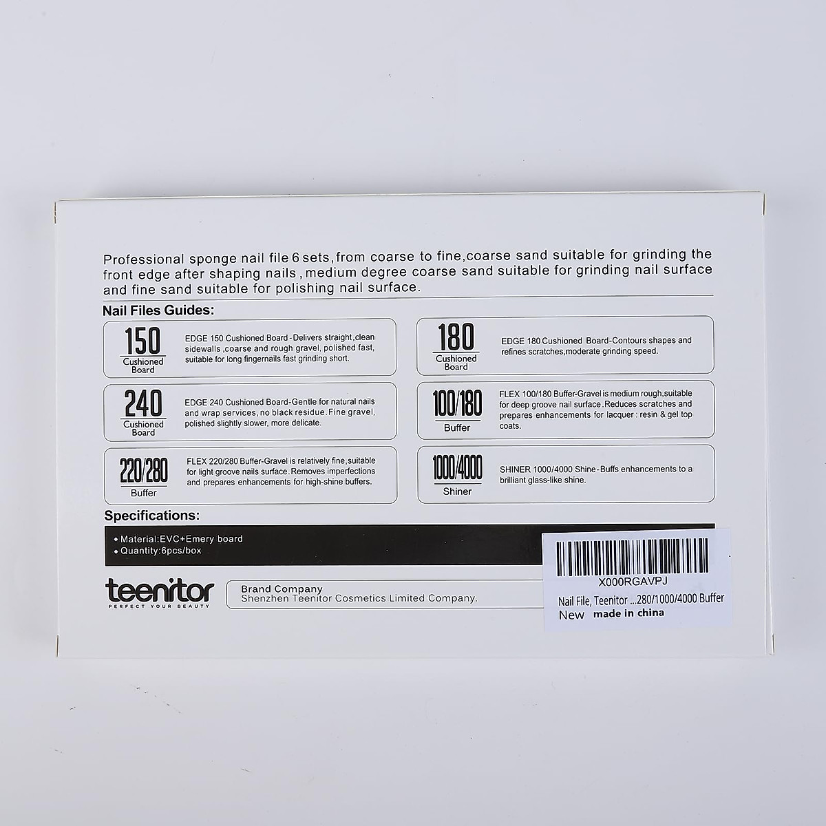 Nail File Buffer, Teenitor Gel Nail File Set Professional Nail Buffer File Block Natural Manicure File Nail Polisher Washable Double Sided