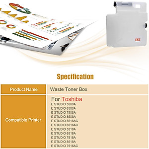 High Yield TB-FC55 TBFC55 Waste Toner Box, Compatible with Toshiba E Studio 5508A 6508A 7508A 8508A 5516AC 6516AC 5518A 6518A 7518A 8518A 7516AC Printer (1 Pack)