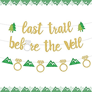 Cheereveal Mountain Bachelorette Party Decorations, Last Trail Before The Veil Banner, Hiking Camp Bachelorette Party Supplies, Bachelorette Banner for Wedding Bridal Shower Party Bunting Decoration