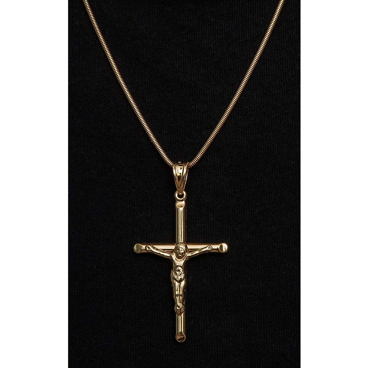 LooptyHoops Extra-Large 14k Yellow Gold Extra Large Crucifix Cross Pendant Charm, (57mm)