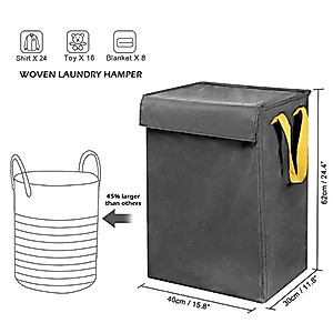 Laundry Basket,Collapsible Tall Large Dirty Clothes Laundry Hamper,Organizer Storage Bins with Carry Handles,Large Dirty Clothes Hamper For Bedroom Clothes Toys Storage with Support Stick,Lid,75L