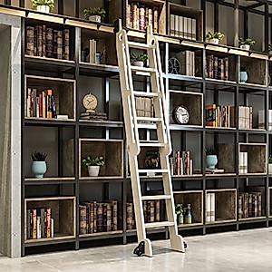 Rolling Ladder Hardware Library Sliding Ladder Hardware Kit(No Ladder) with Floor Roller Wheels 3.3ft-20ft Round Track/Rail Sliding Barn Door Kit (Size : 6.6ft/200cm Track Kit) (16ft/500cm Track k (