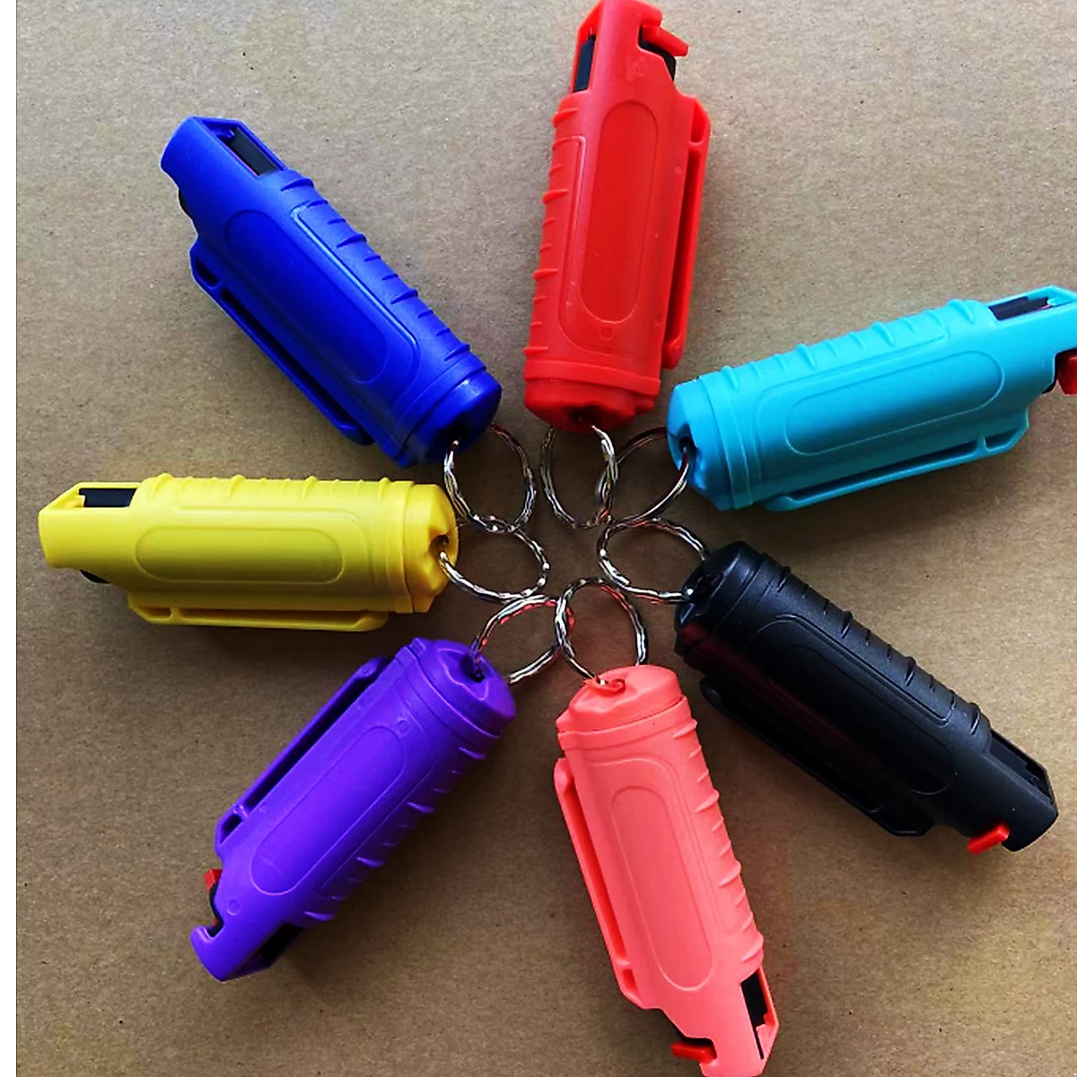 Pepper Spray Keychain Belt Clips- Maximum Heat Strength OC with Dye- Combo Safety Key Chain