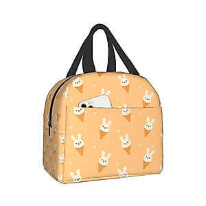 Lunch Bag Funny Bunny Ice Cream Design Insulated Lunch Box Reusable Lunch Bags Meal Portable Container Tote For Men Women Work Travel Picnic