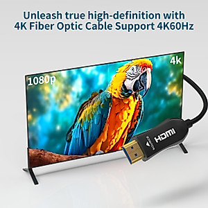 MavisLink 4K Fiber Optic HDMI Cable 50ft, High Speed HDMI 2.0 Cable, 18Gbps, Supports HDR, ARC, Directional Fiber HDMI Cord, Compatible with PS5/Blu-ray/TV Box/HDTV/Projector